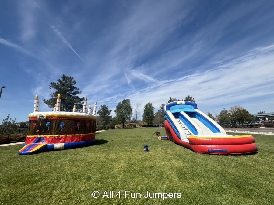 Blue and White Fun Slide 16-Foot Dry Slide, Temecula, Menifee, Nuevo